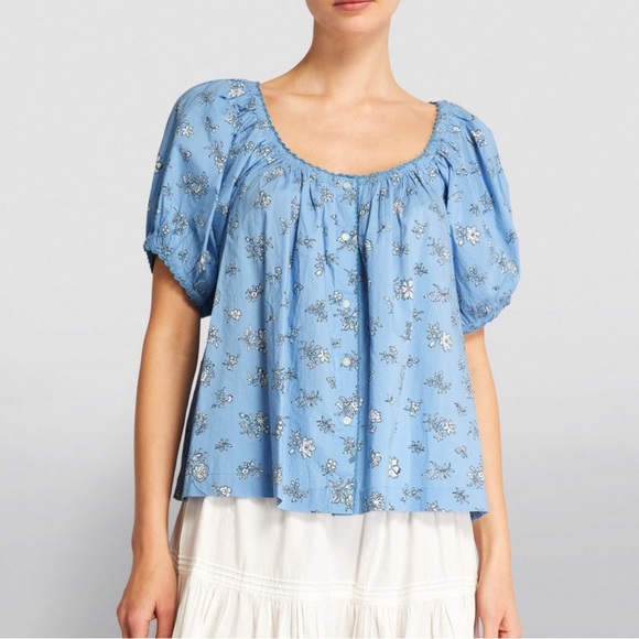 Doen | Tops | Doen Tennessee Top Sky Bouton De Rose Small Puff Sleeve ...